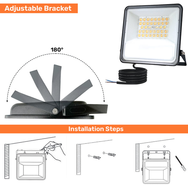 100W, LED Floodlights, 13500 Lumens, 4000K Cool White, Non-Dimmable Sp ...