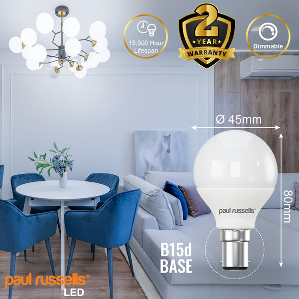 LED Dimmable Golf 5.5W=40W Day Light Small Bayonet Cap SBC B15 Bulbs ...