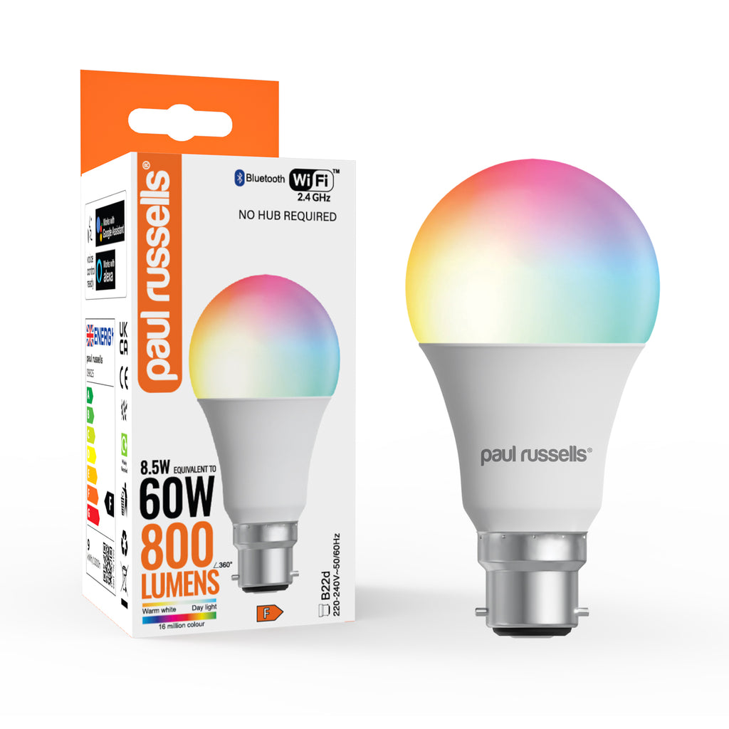 LED Smart GLS 8.5W=60W Colour Changing App Control Bayonet Cap BC B22 ...
