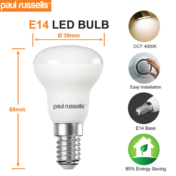LED Reflector Light Bulbs R39 4.5W=25W Cool White SES E14 Small Edison ...